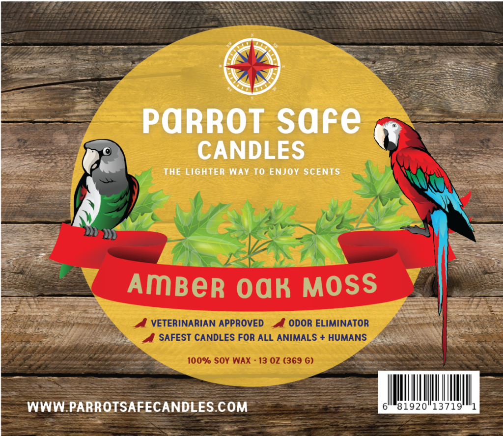 Amber Oak Moss Candle - World's Safest Candles - Parrot Safe Candles